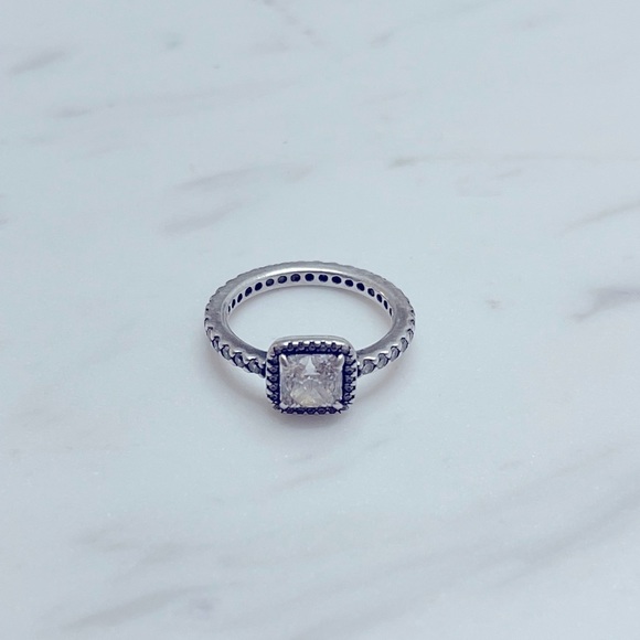 Pandora | Jewelry | Pandora Square Sparkle Halo Ring | Poshmark